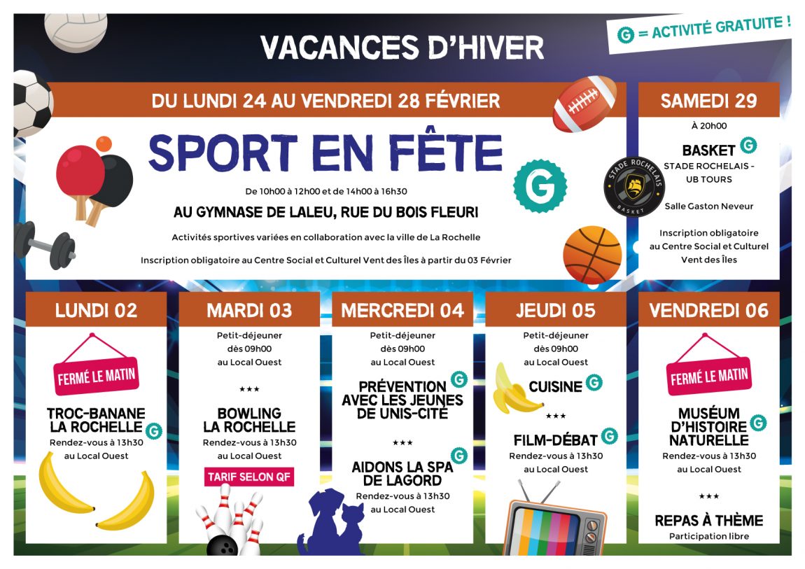 Programme Jeunesse des vacances d'Hiver 2020 - Centre Social & Culturel Vent des Iles