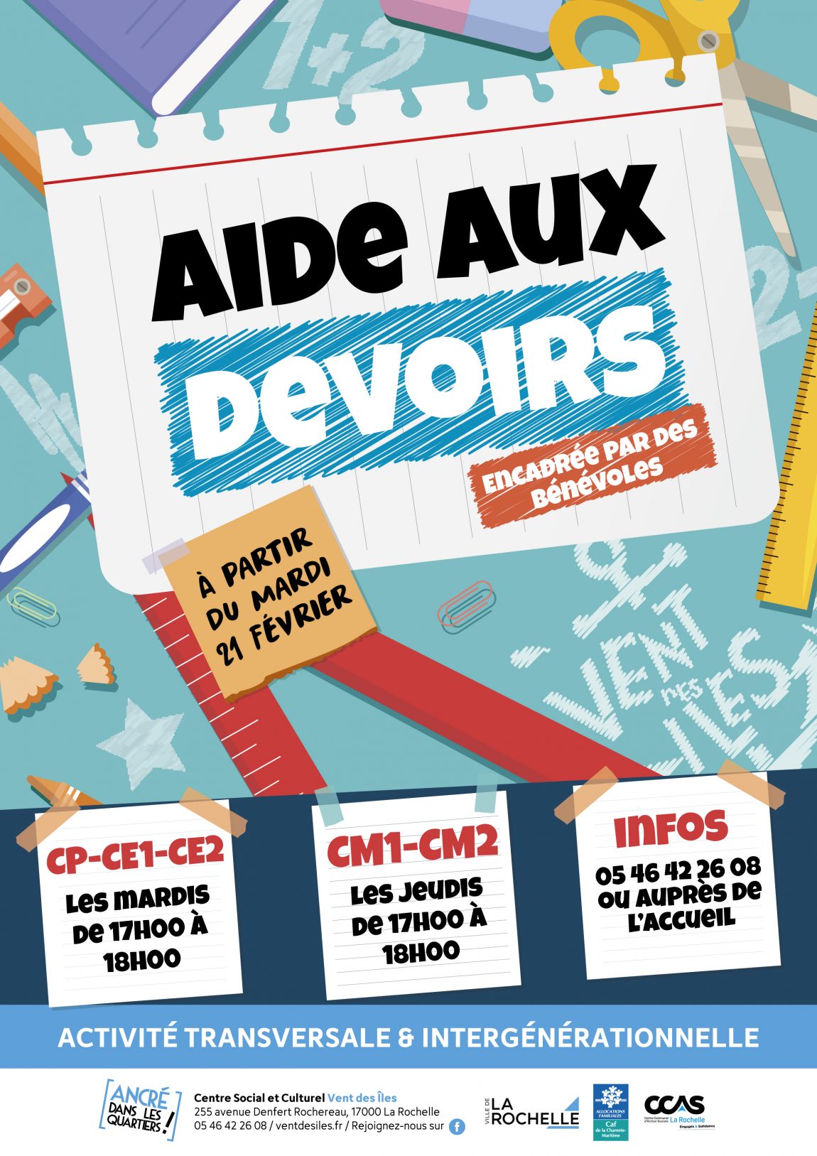 Aide aux devoirs - Centre Social & Culturel Vent des Iles
